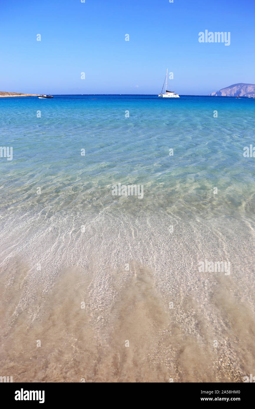 landscape of Pori beach at Ano Koufonisi island Cyclades Greece Stock ...