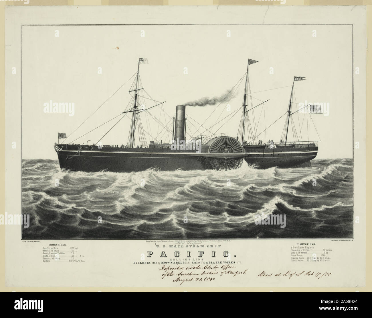 U.S. mail steam ship Pacific: Collins line, builders, hull by Brown ...