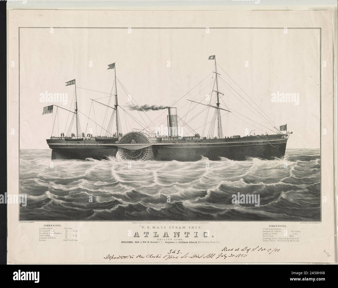 U.S. mail steam ship, Atlantic: Collins line. builders, hull by Wm. H ...
