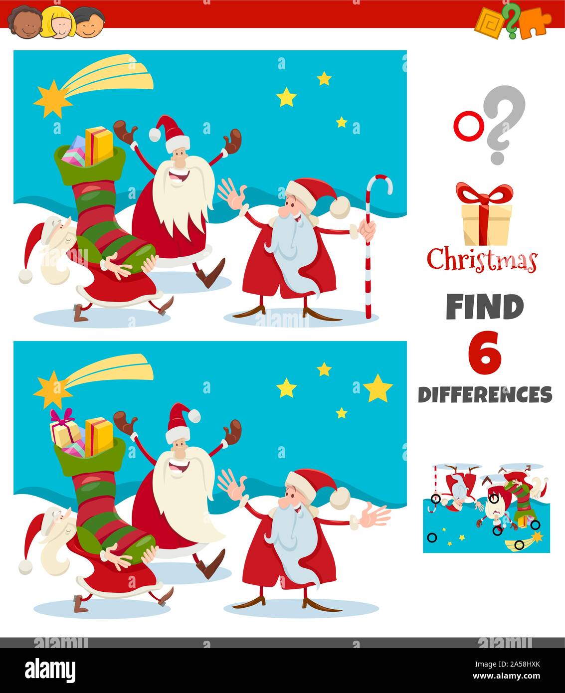 Cartoon Illustration of Finding Differences Between Pictures ...