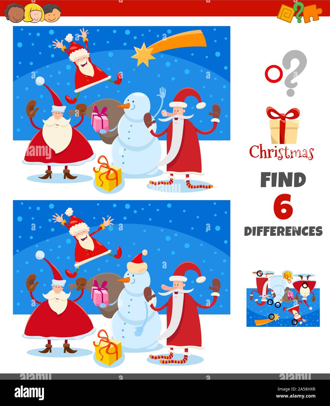 Cartoon Illustration of Finding Differences Between Pictures ...