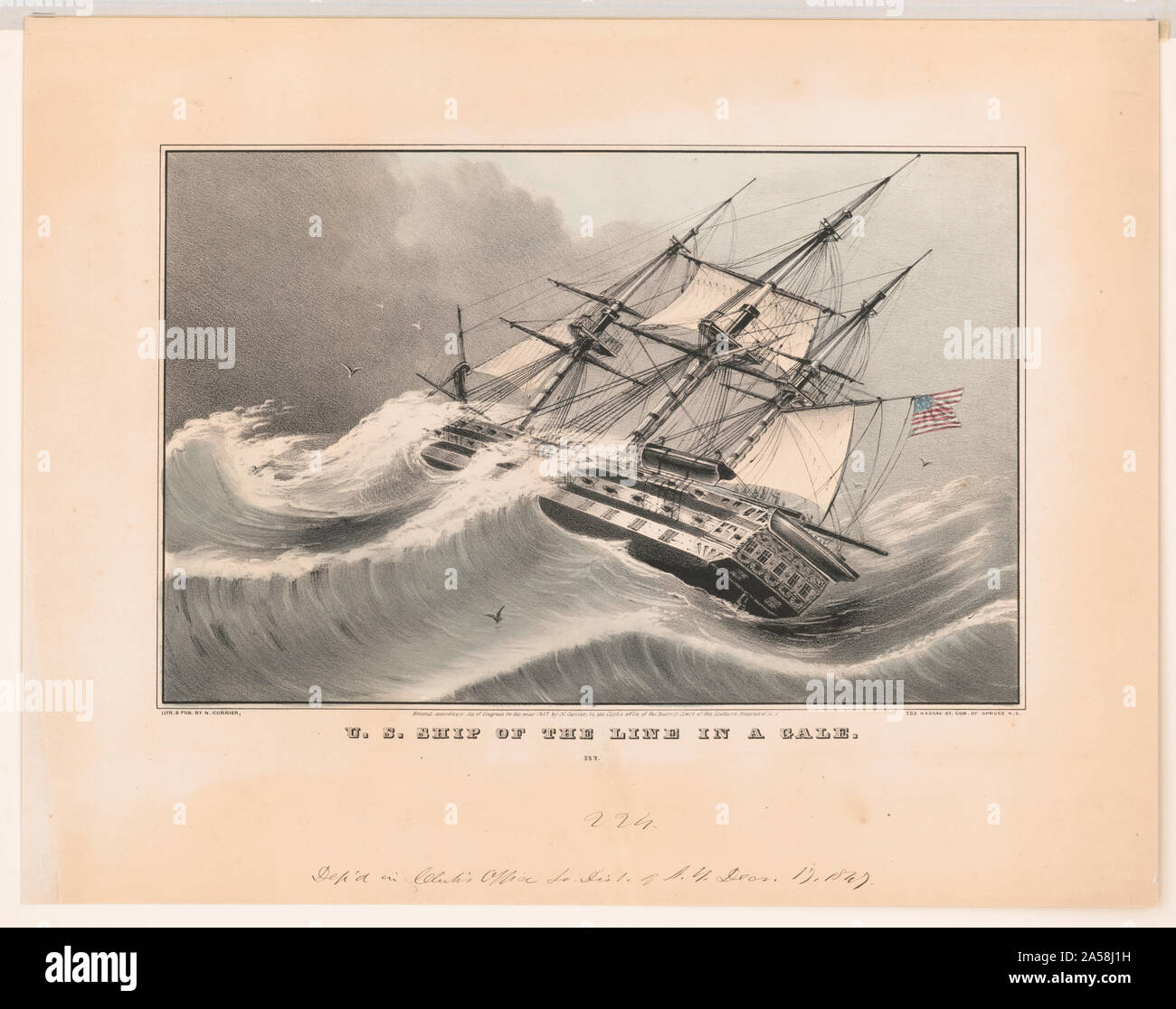 U.S. ship of the line in a gale Stock Photo - Alamy
