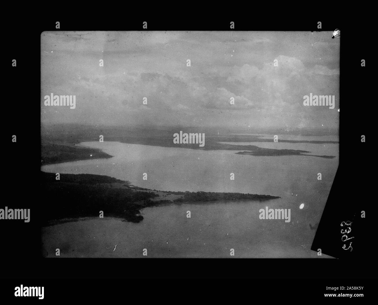Uganda. Crossing the Victoria Lake into Kenya. Air view. Numerous bays ...