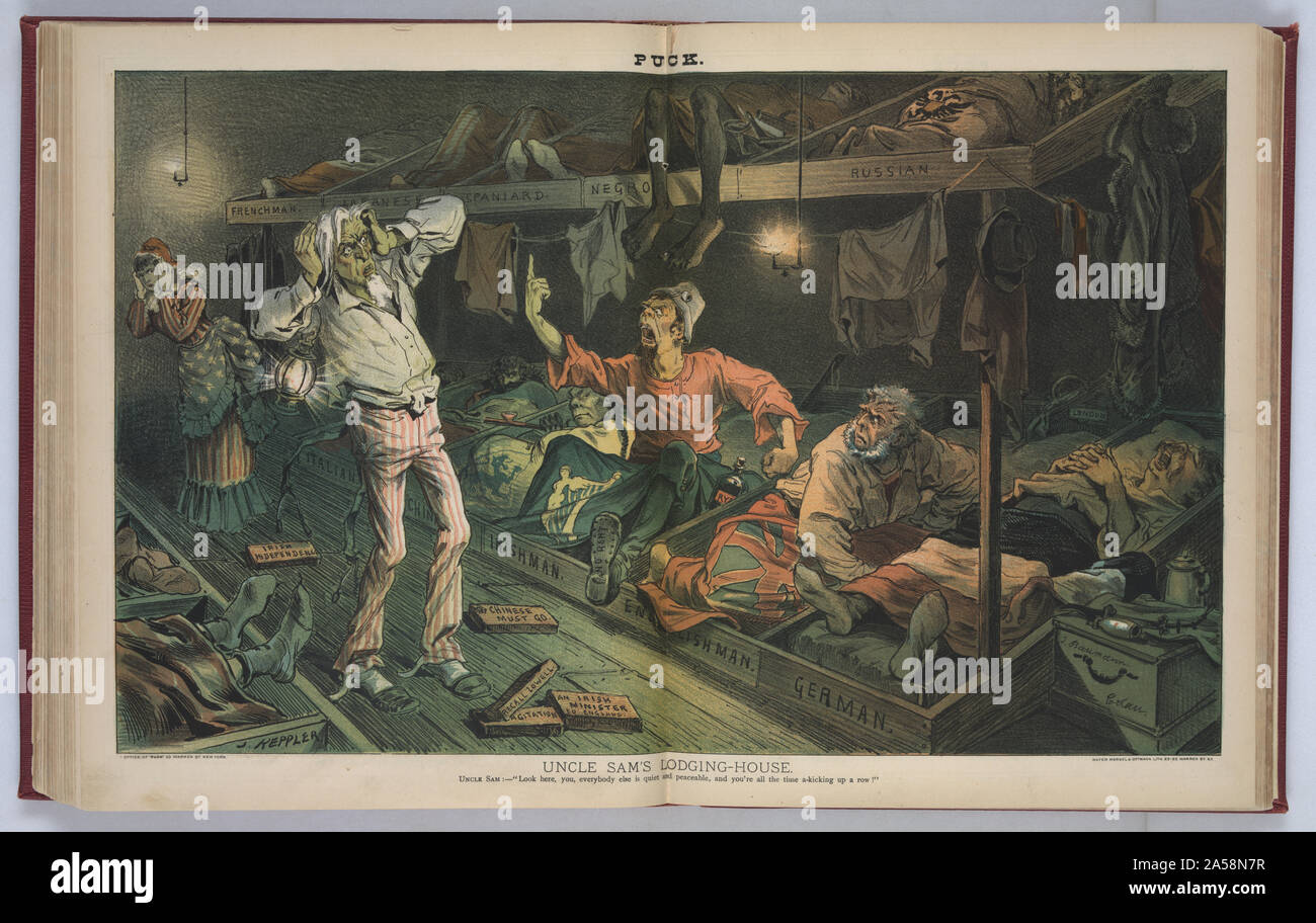 Uncle Sam's lodging-house / J. Keppler Stock Photo - Alamy