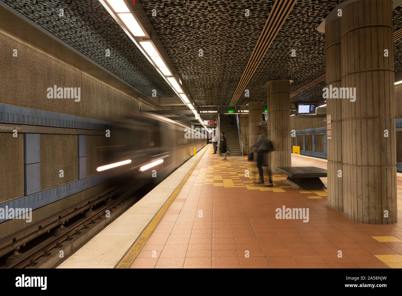 Underground portion of the Hollywood/Vine Metro subway station in the ...