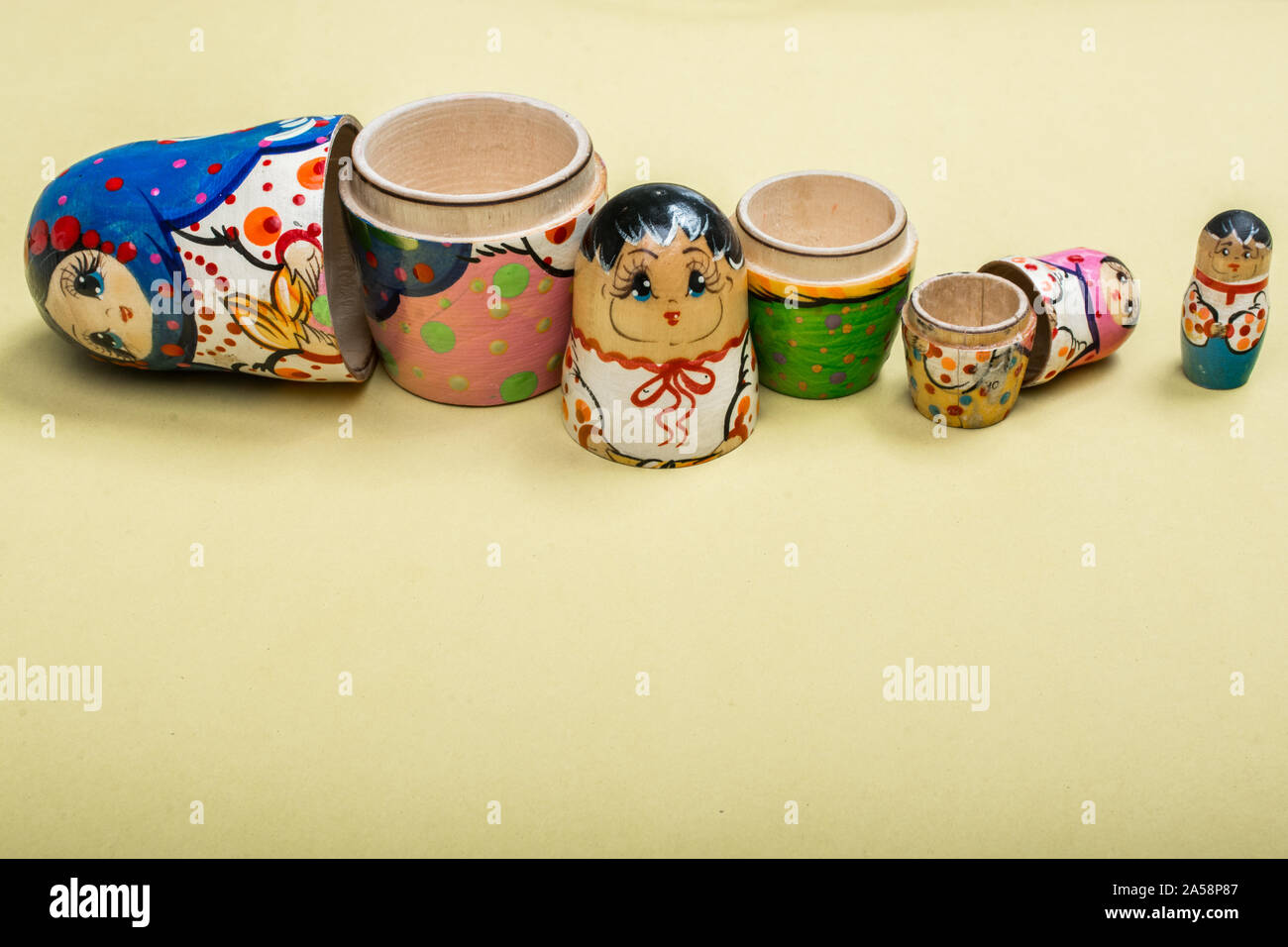 Russian Traditional Matrioshka on yellow background Stock Photo - Alamy