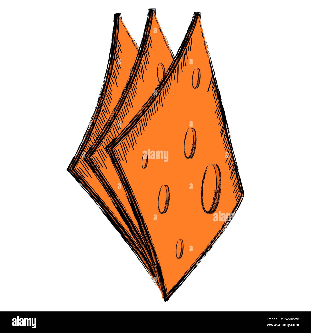Colored sketch of a slices of cheese - Vector illustration Stock Vector ...