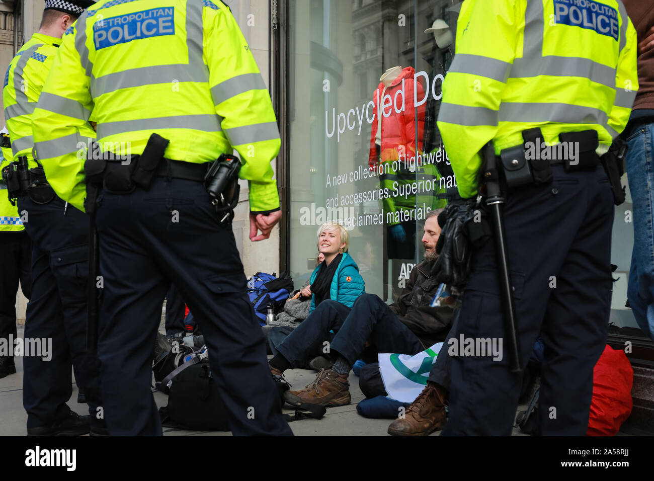 London, UK, 18 Oct 2019. Extinction Rebellion protest - demonstrators ...