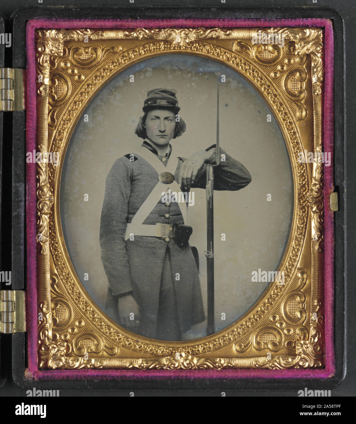 Unidentified soldier in Confederate Virginia volunteer uniform with ...