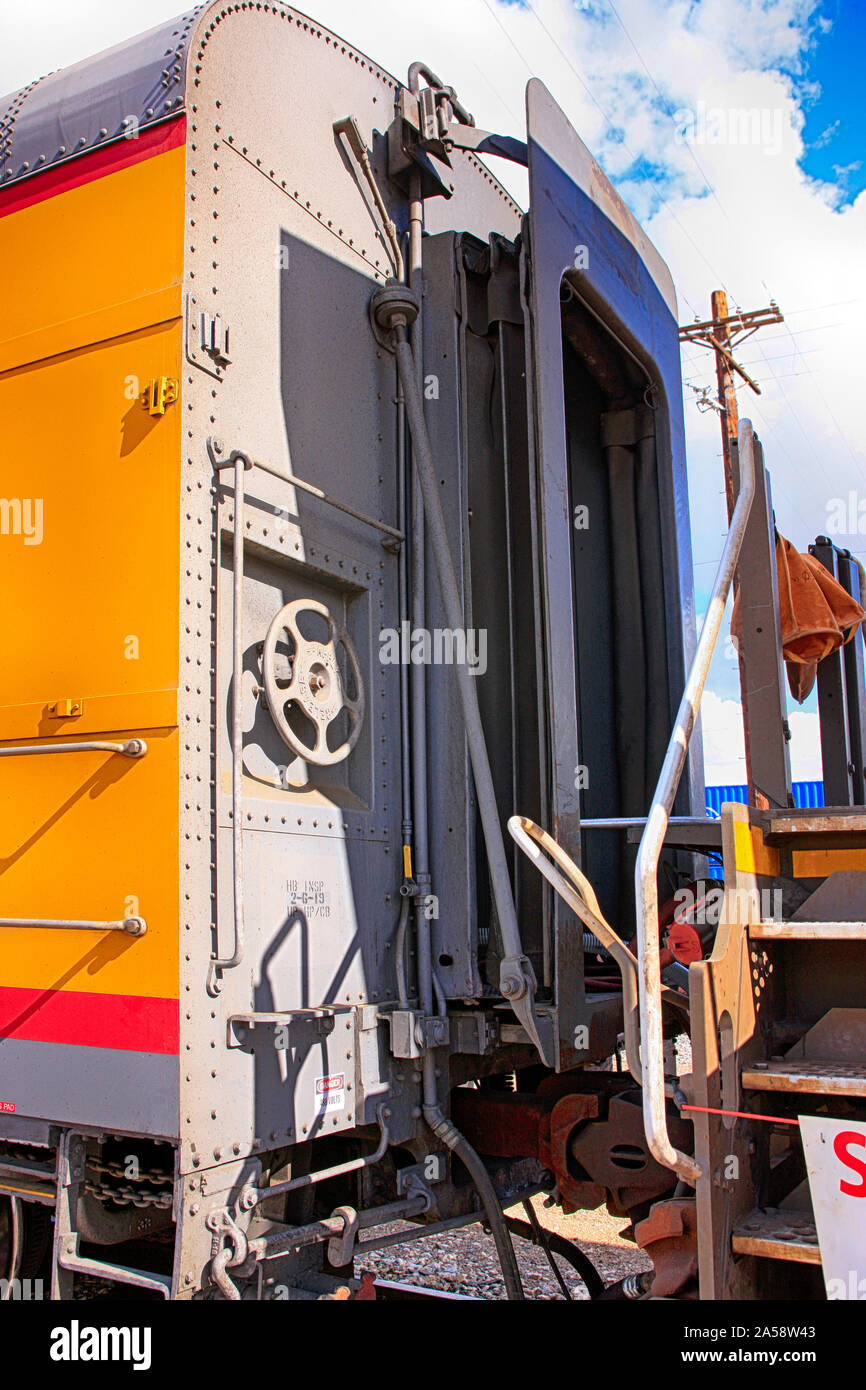 Bright yellow carriages of the Pacific Union Railroad in Tucson AZ ...