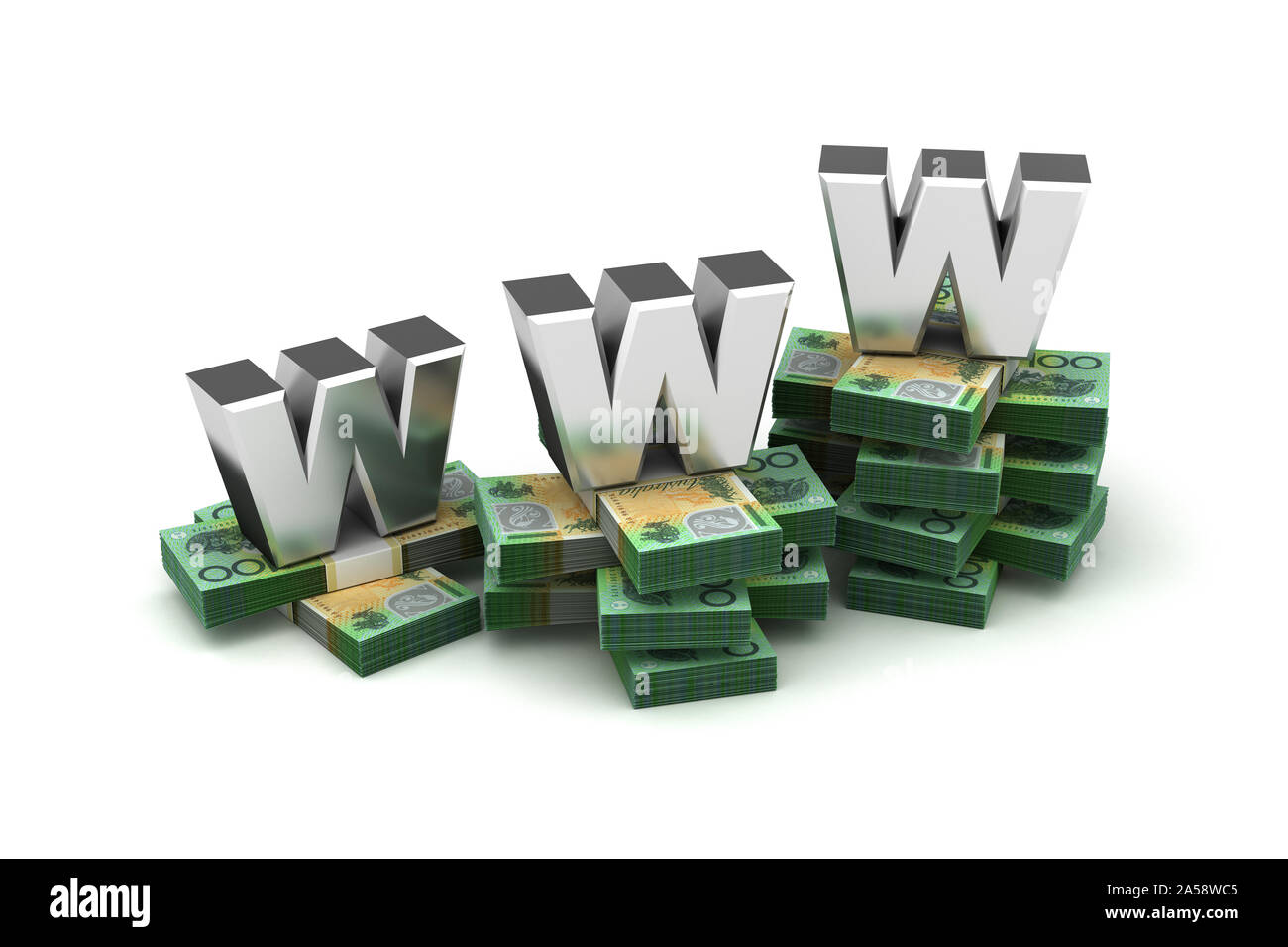 World Wide Web Economy with Australian Dollar (Isolated on white ...