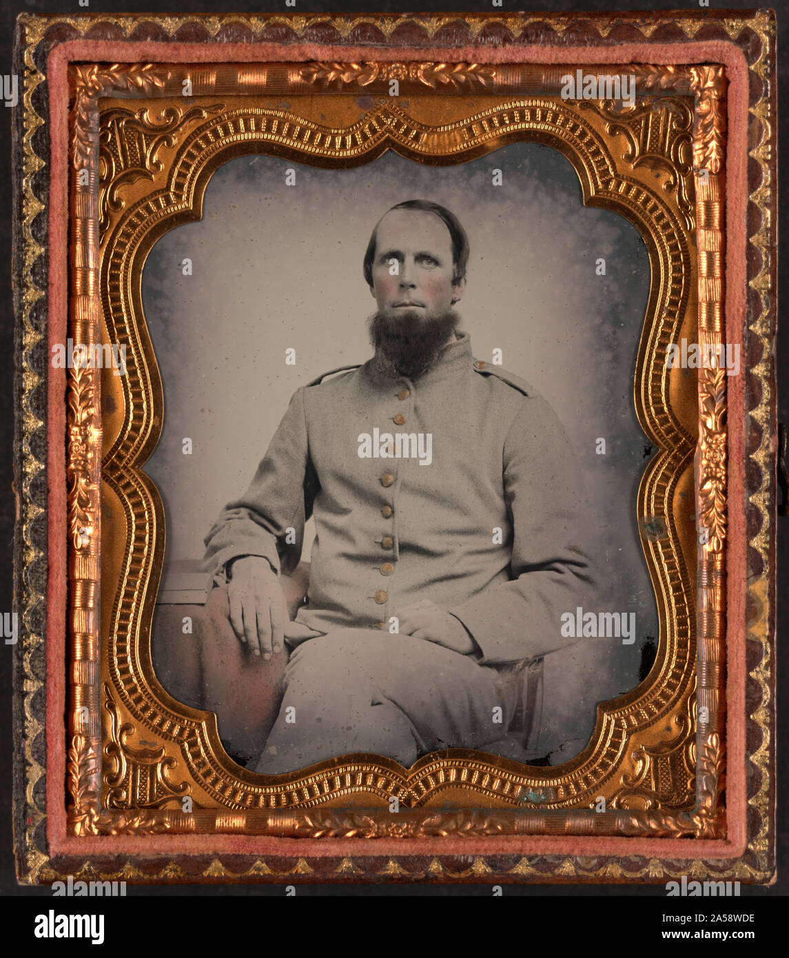 Unidentified soldier in Confederate uniform with CSA buttons Stock ...