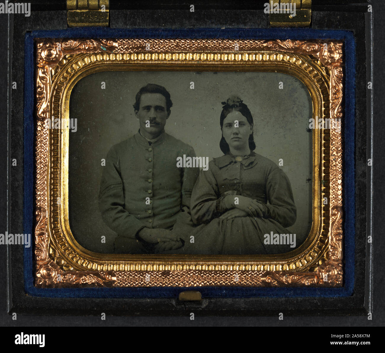 Unidentified soldier in Union first sergeant's uniform and unidentified ...