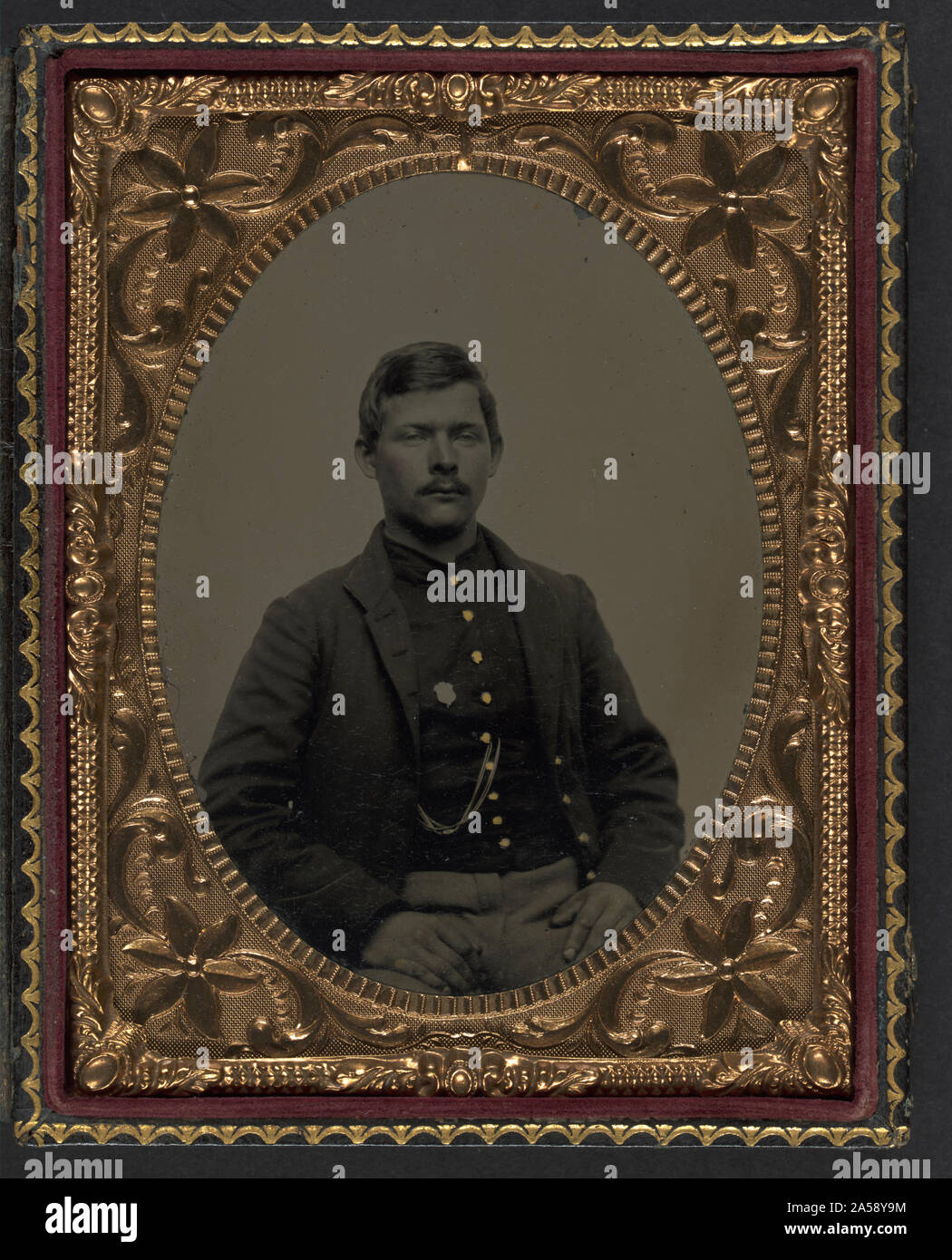 Unidentified soldier in Union shell jacket and frock coat with gold ...