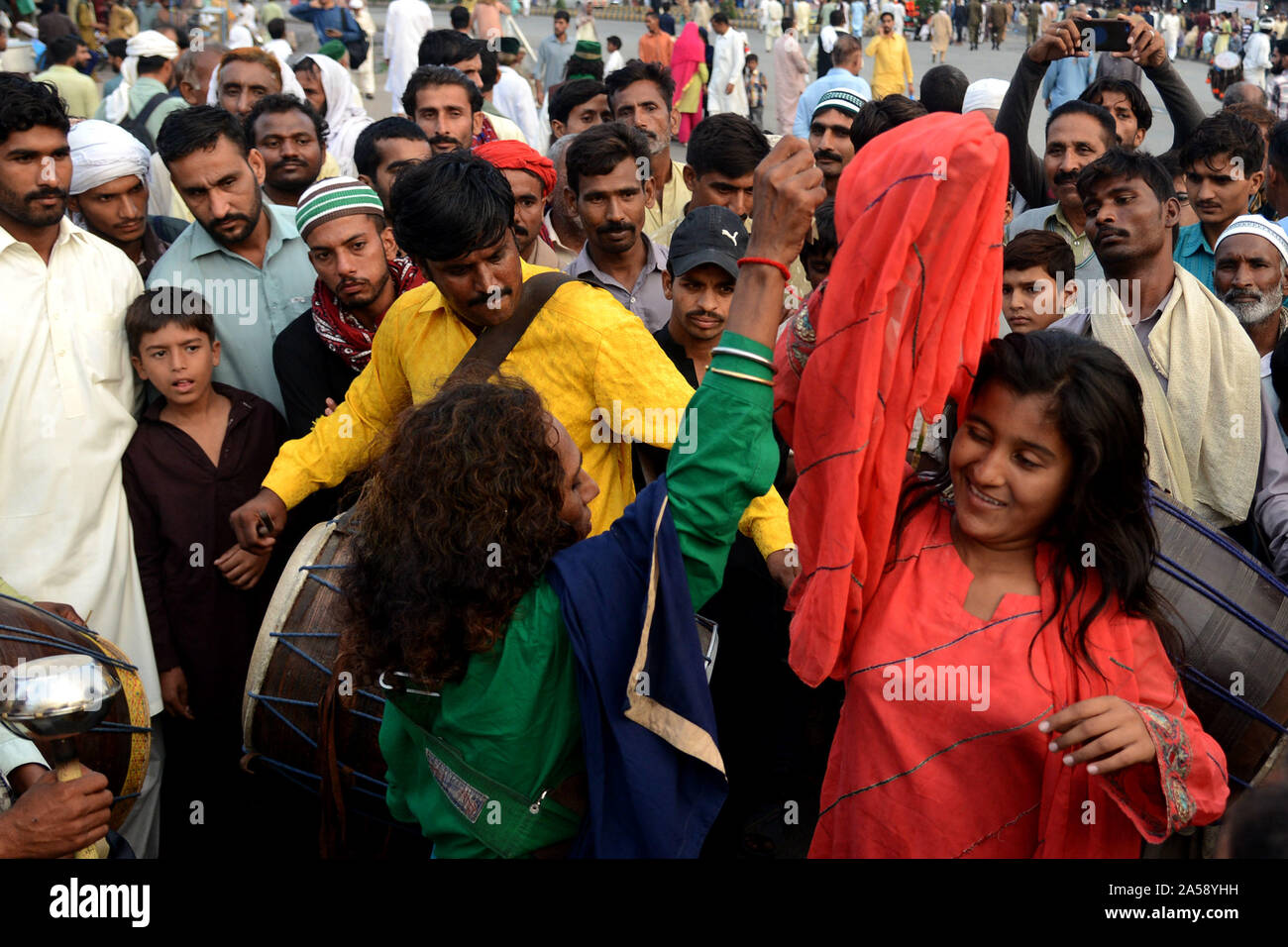 Pakistani devotee people gather at the shrine of Sufi Saint Hazrat Ali Bin Usman popularly known ...