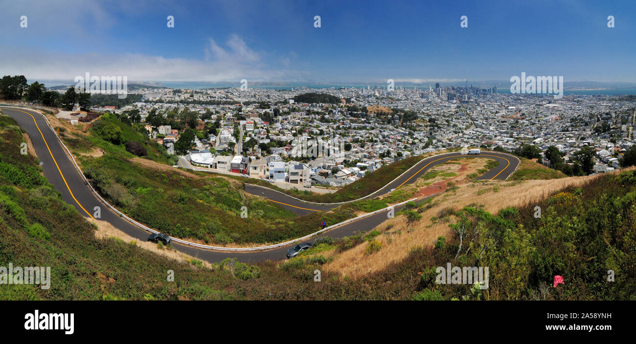 Panorama View Of San Francisco Bay From Twin Peaks California USA Stock ...