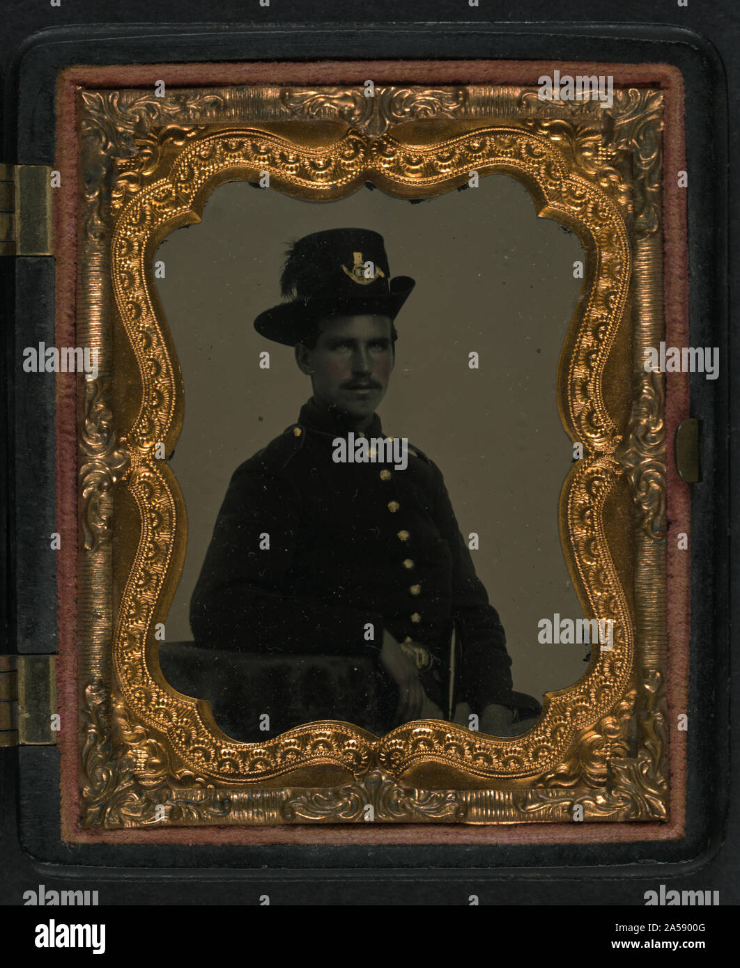 Unidentified soldier in Union uniform and infantry Hardee hat with ...