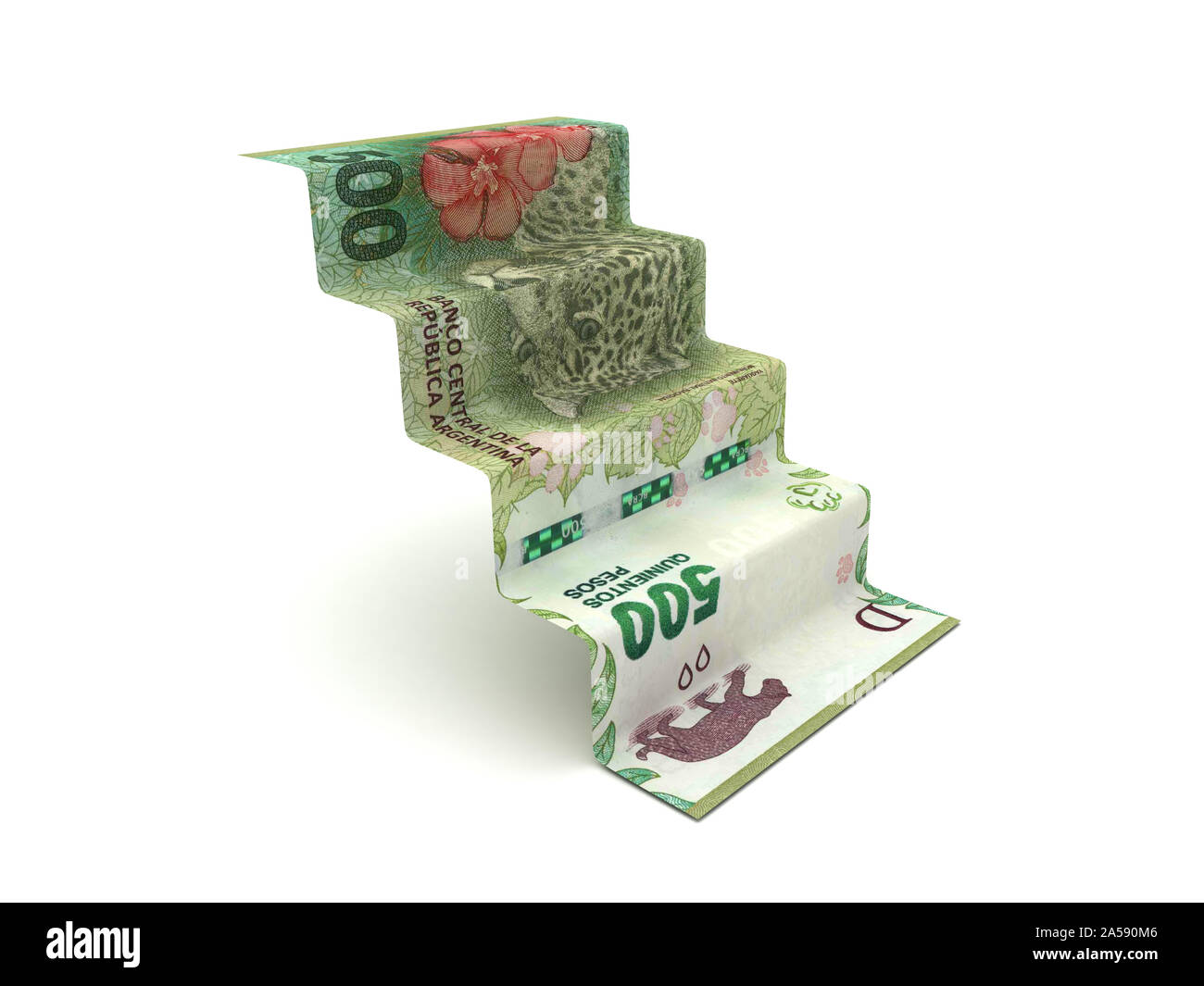 Higher Steps With Argentinian Pesos (Isolated on white background Stock ...