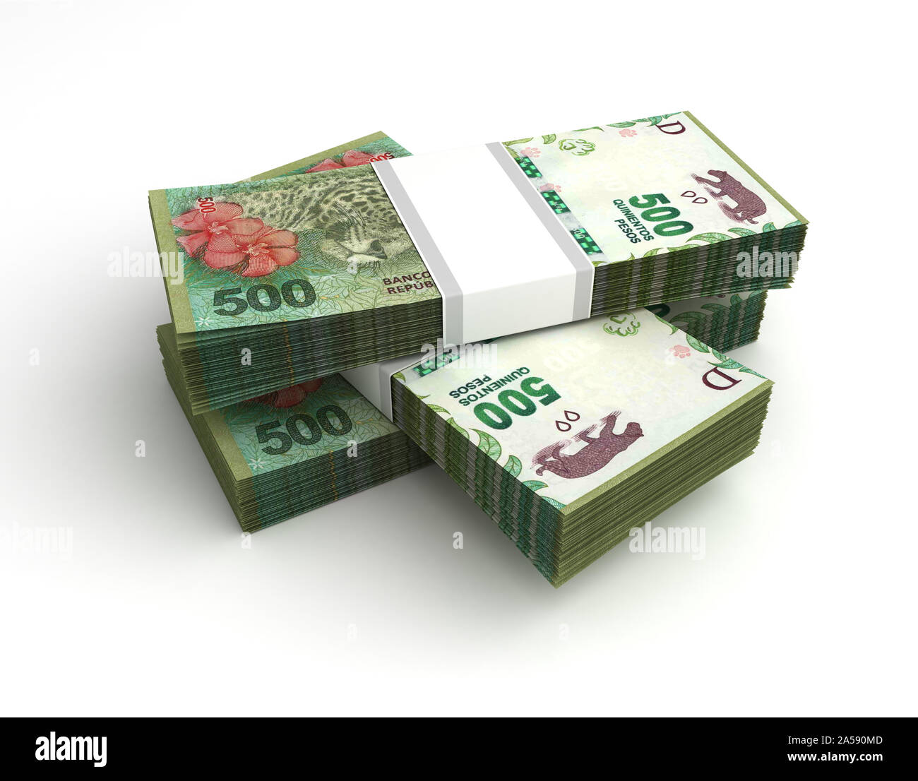 Stack of Argentinian Pesos (Isolated on white background Stock Photo ...