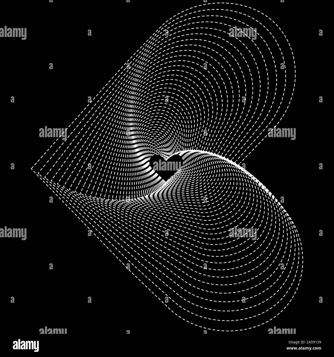 Monochrome Geometric Gradation in form of heart isolated on black ...