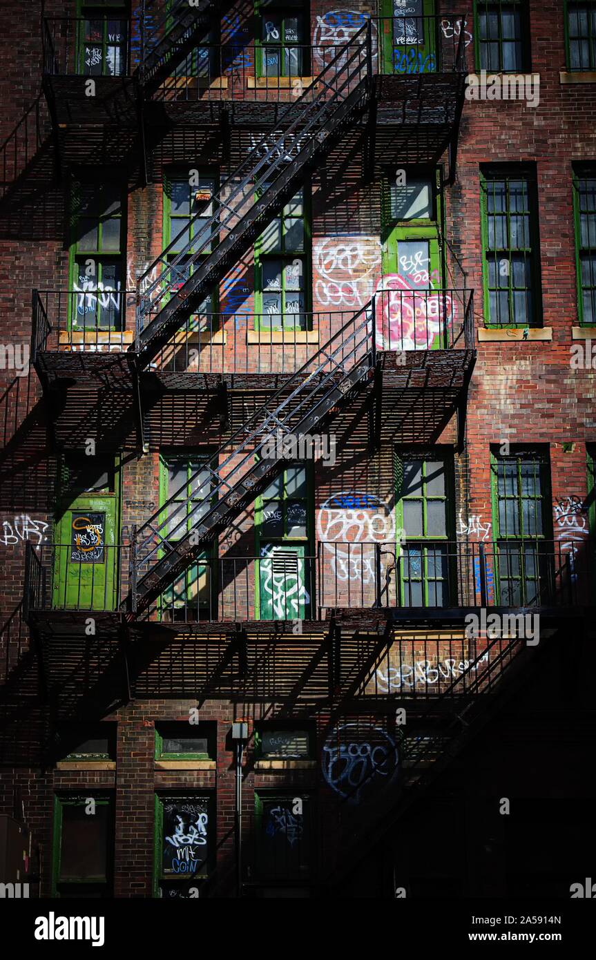 Vertical shot of a fire escape with modern wall art in Boston ...