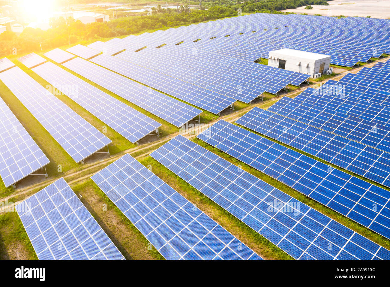 aerial view of solar panels on grass Stock Photo - Alamy