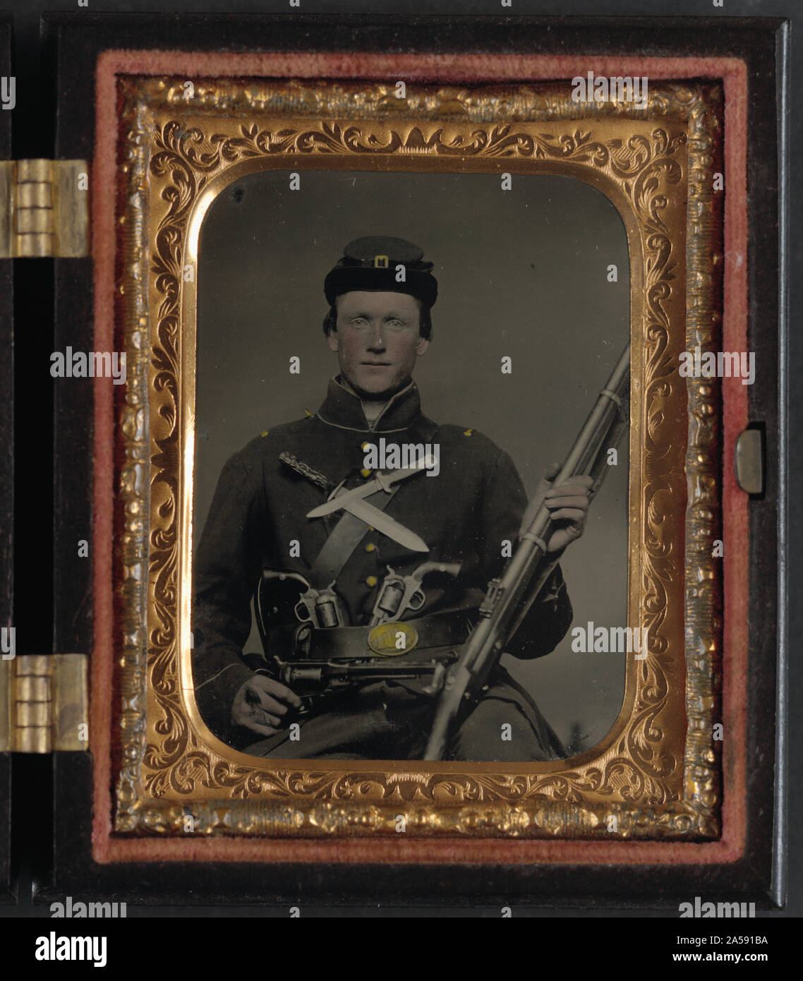 Unidentified soldier in Union uniform with three Remington revolvers ...