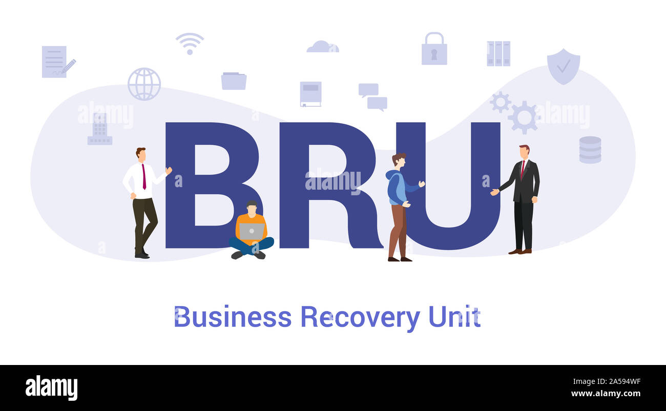 bru business recovery unit concept with big word or text and team ...