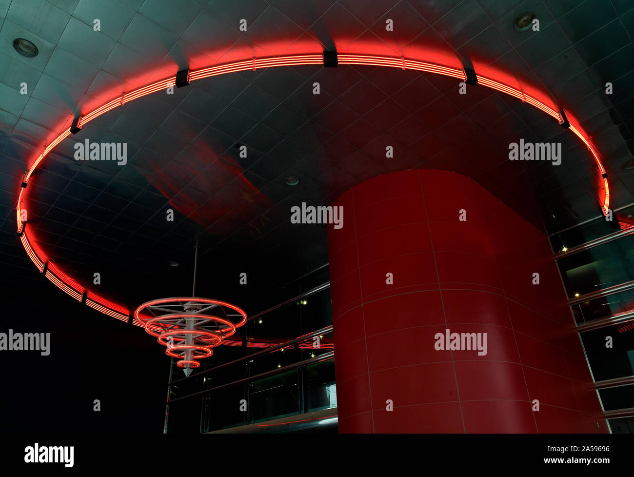 Untitled neon sculpture with stainless steel ceiling, located at ...
