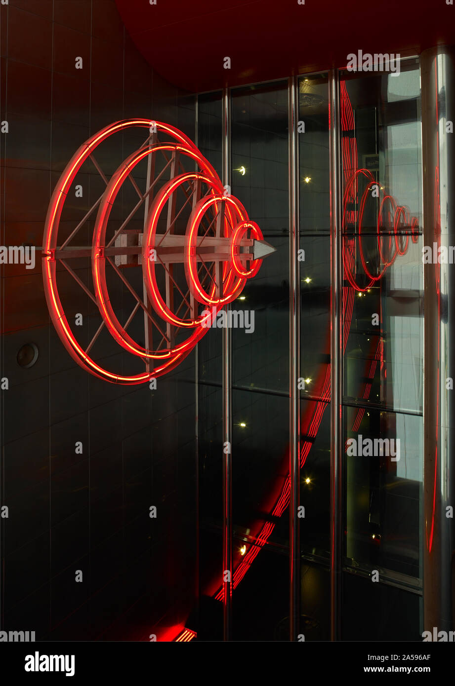 Untitled neon sculpture with stainless steel ceiling, located at ...