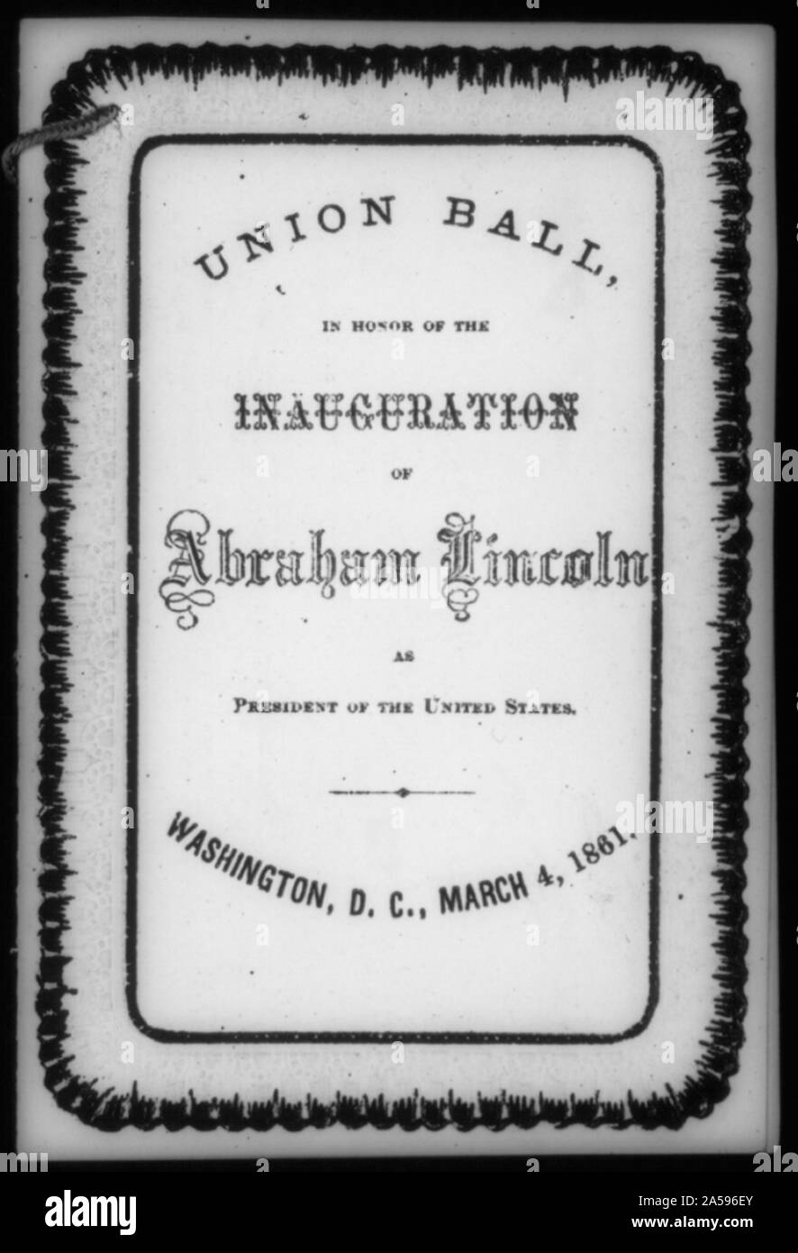 Unused copy of the dance cards prepared for the Union Ball in honor of ...