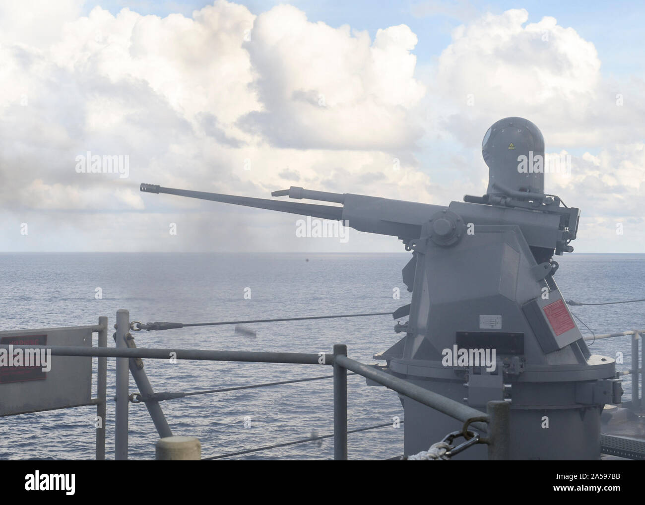 SULU SEA (Oct. 18, 2019) An MK-38 25mm machine gun system aboard the U ...