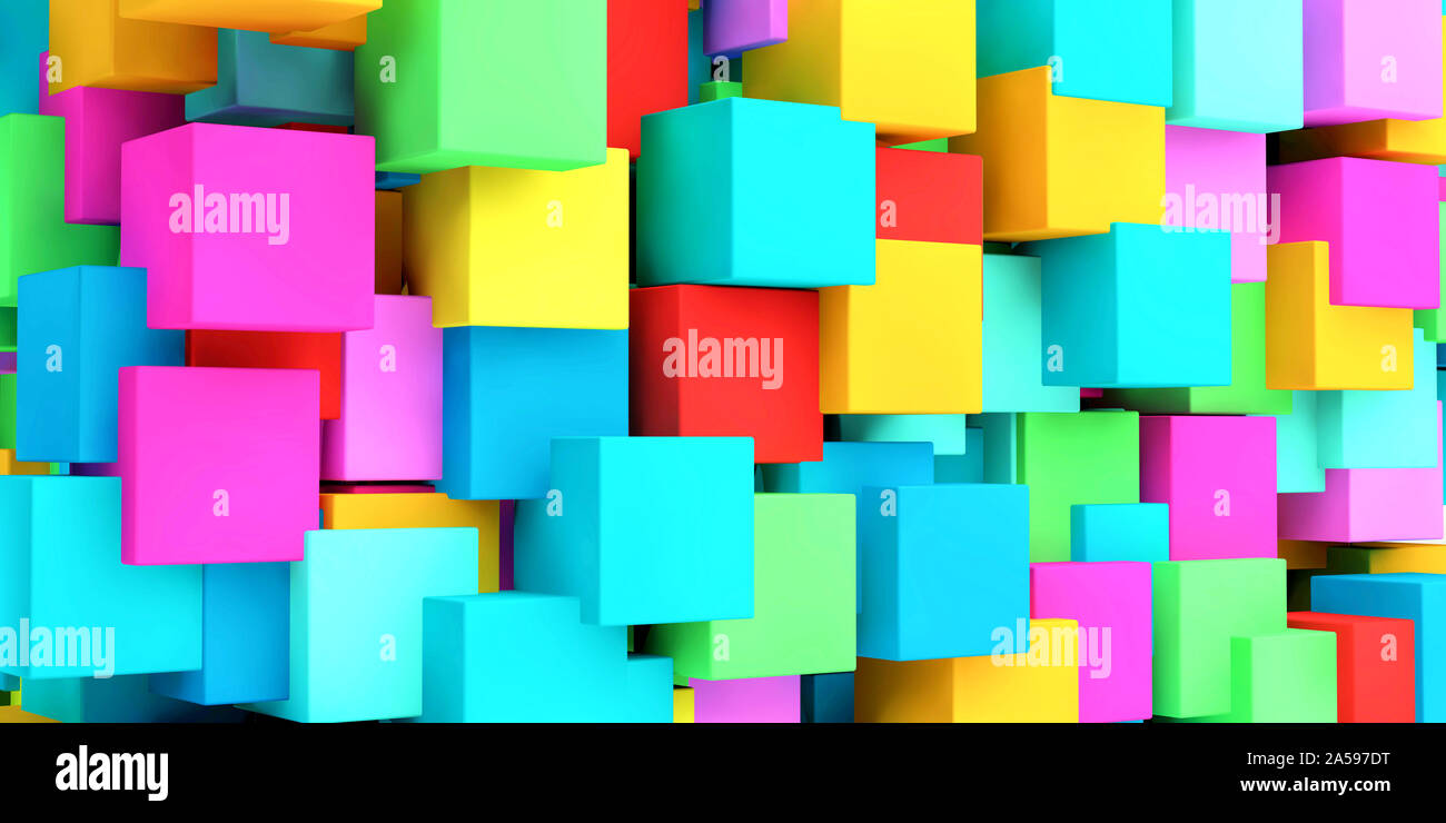 Abstract Background of Colored Cubes as a Geometric Template Stock ...