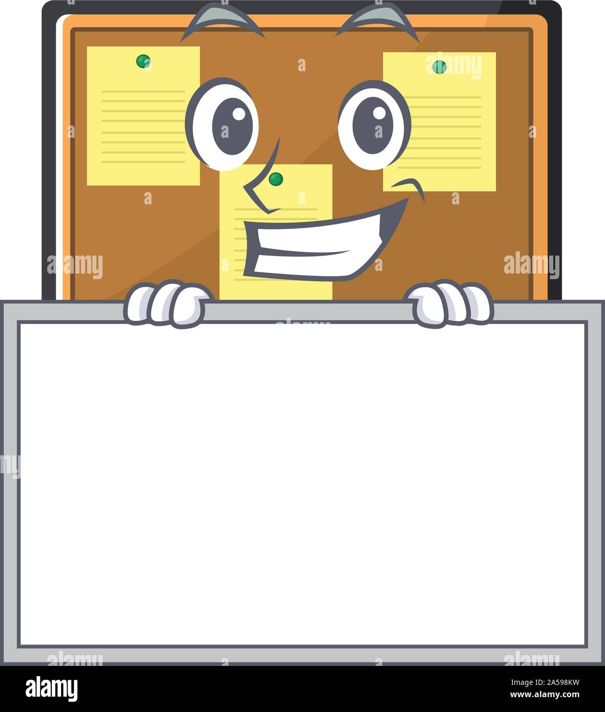 Grinning with board bulletin board with the cartoon shape Stock Vector ...