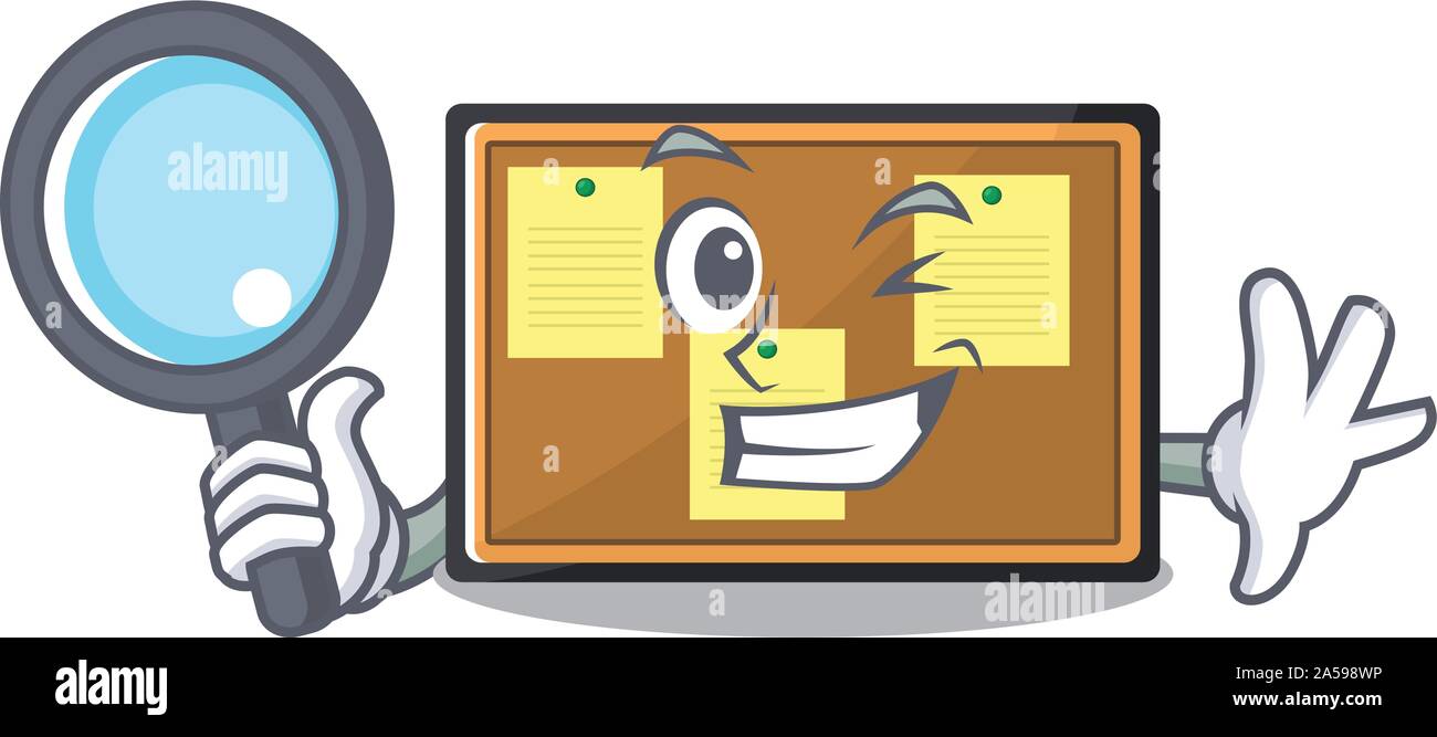 Detective bulletin board stuck to wall character Stock Vector Image ...