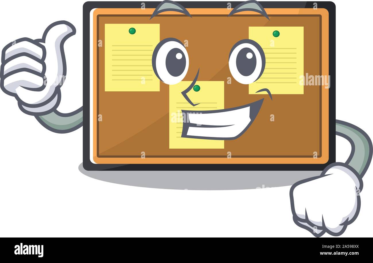 Thumbs up bulletin board stuck to wall character Stock Vector Image ...