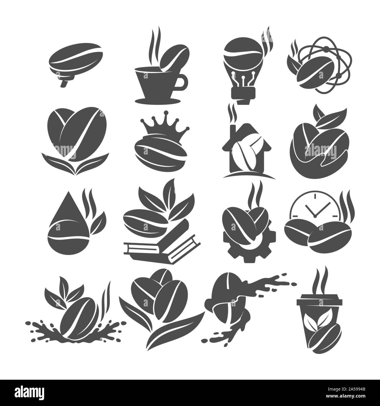 Coffee Logo Template Vector Icon Illustration Design Set Stock Vector ...
