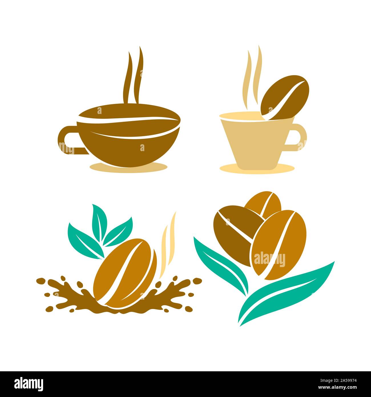 Coffee Logo Template Vector Icon Illustration Design Set Stock Vector ...