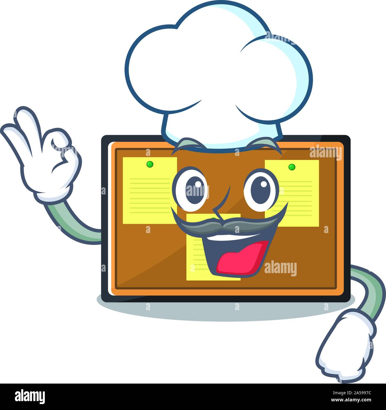 Chef bulletin board stuck to wall character Stock Vector Image & Art ...