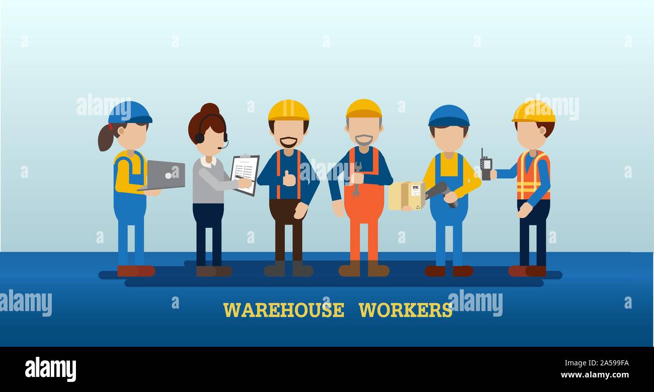 Logistic workers in warehouse Stock Vector Images - Alamy