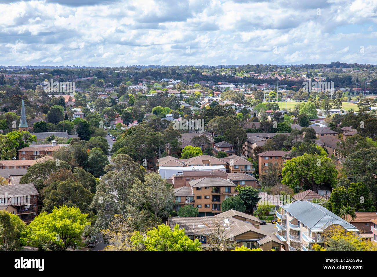 Parramatta suburb of Sydney and aerial view of the city and suburbs ...