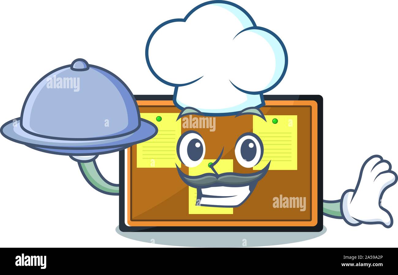 Chef with food bulletin board isolated in the mascot Stock Vector Image ...
