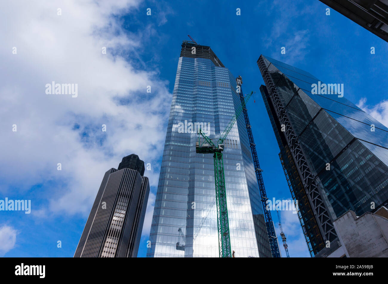 Cranes Over London Skyline. Iconic office buildings in London City ...