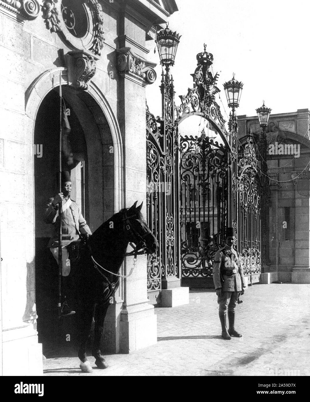 Gates of the Abdin Palace of the Khedive of Egypt, Cairo 1924 Stock ...