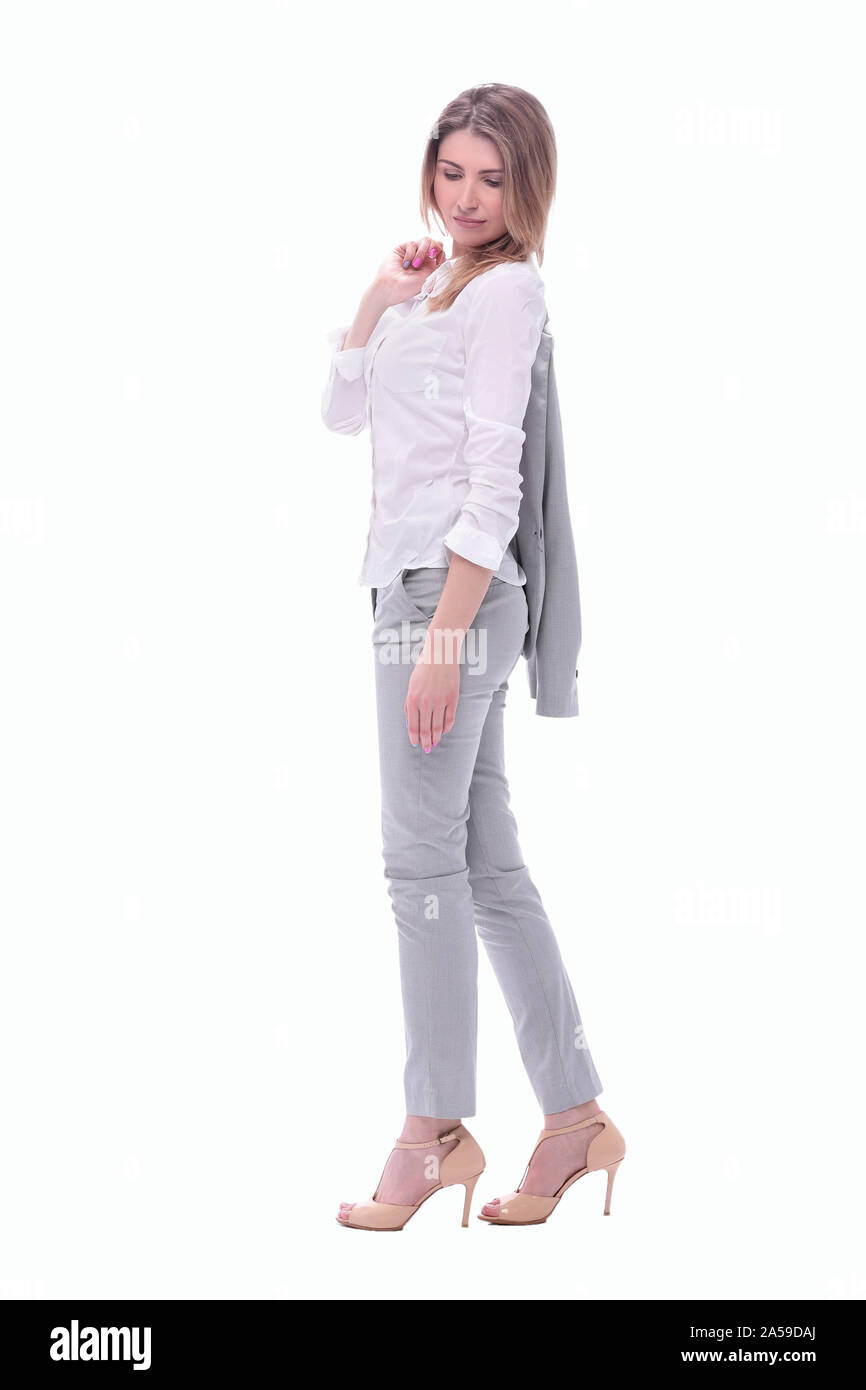 Businesswoman holding jacket over shoulder hi-res stock photography and ...