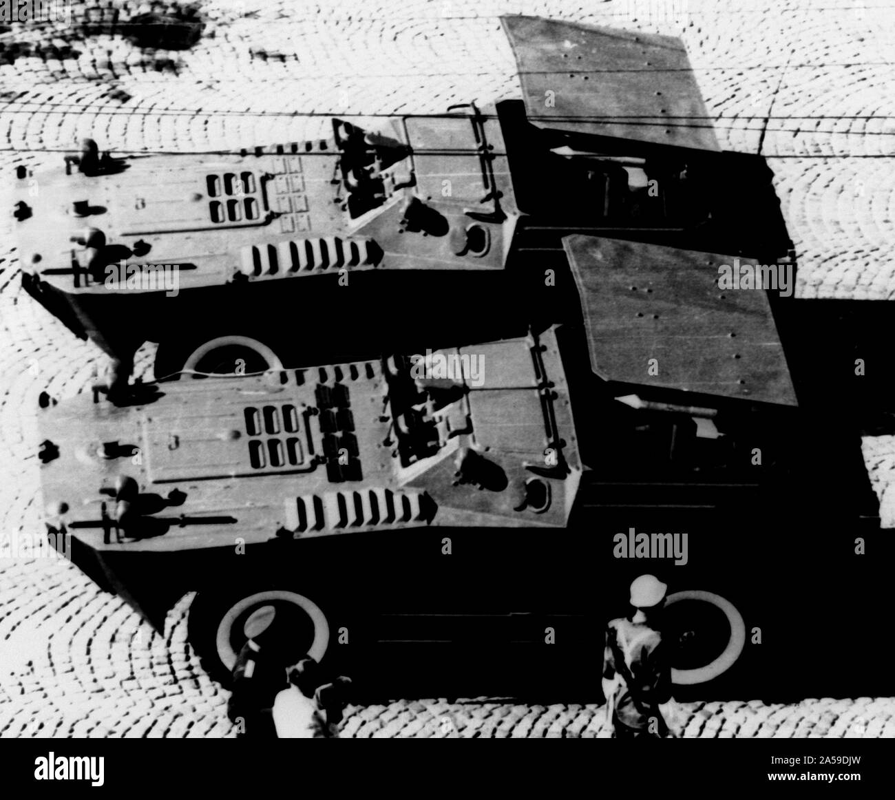 1977 - An overhead view of a Soviet AT-3 Sagger anti-tank missiles ...