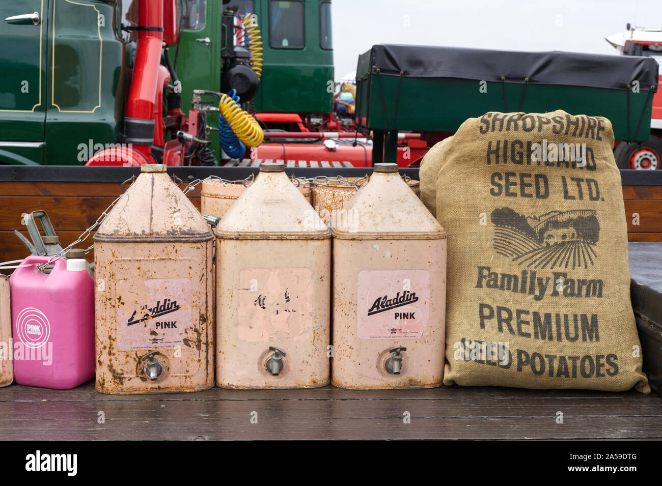Vintage Pink Aladdin Paraffin Drum with original brass taps Stock Photo ...