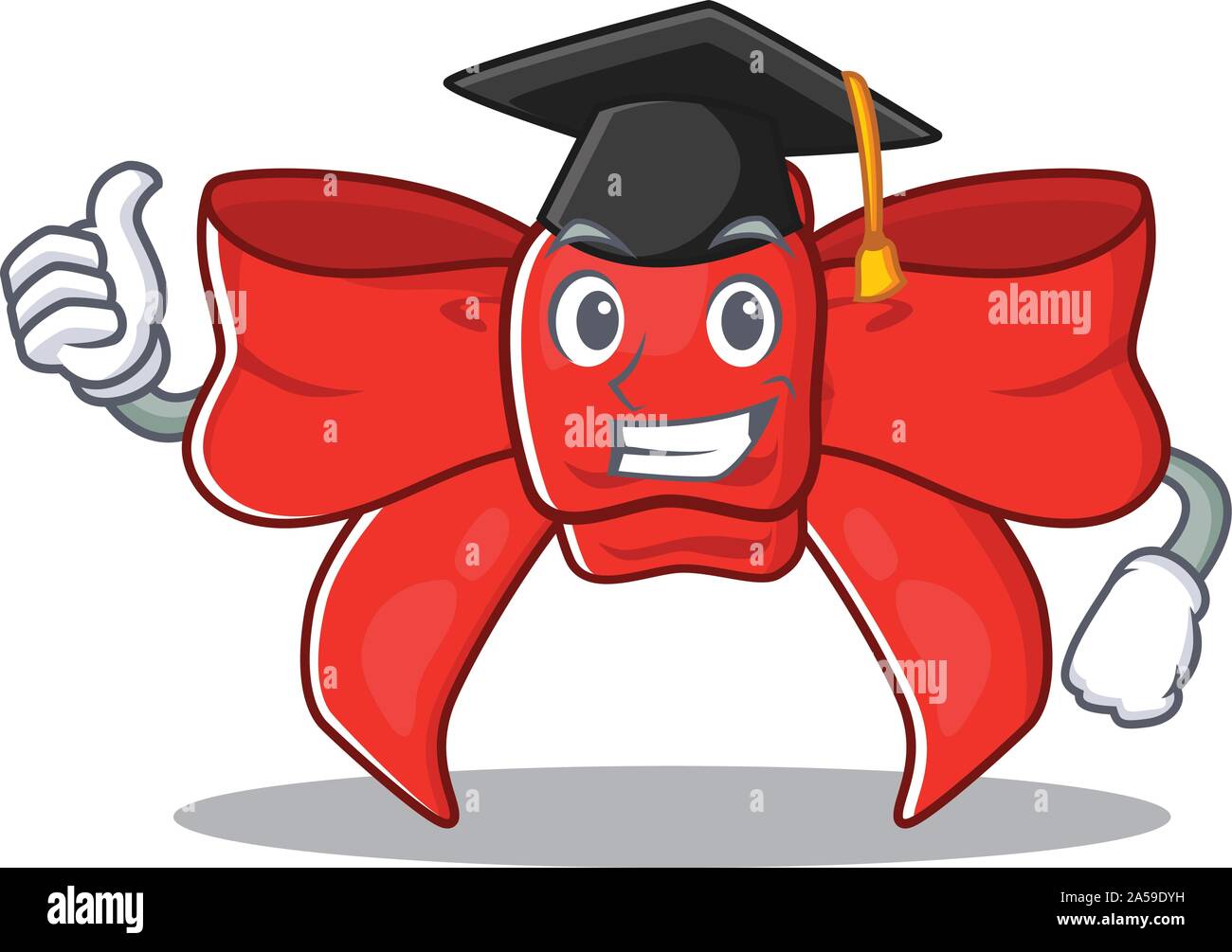 Graduation red ribbon bow isolated the character Stock Vector Image ...