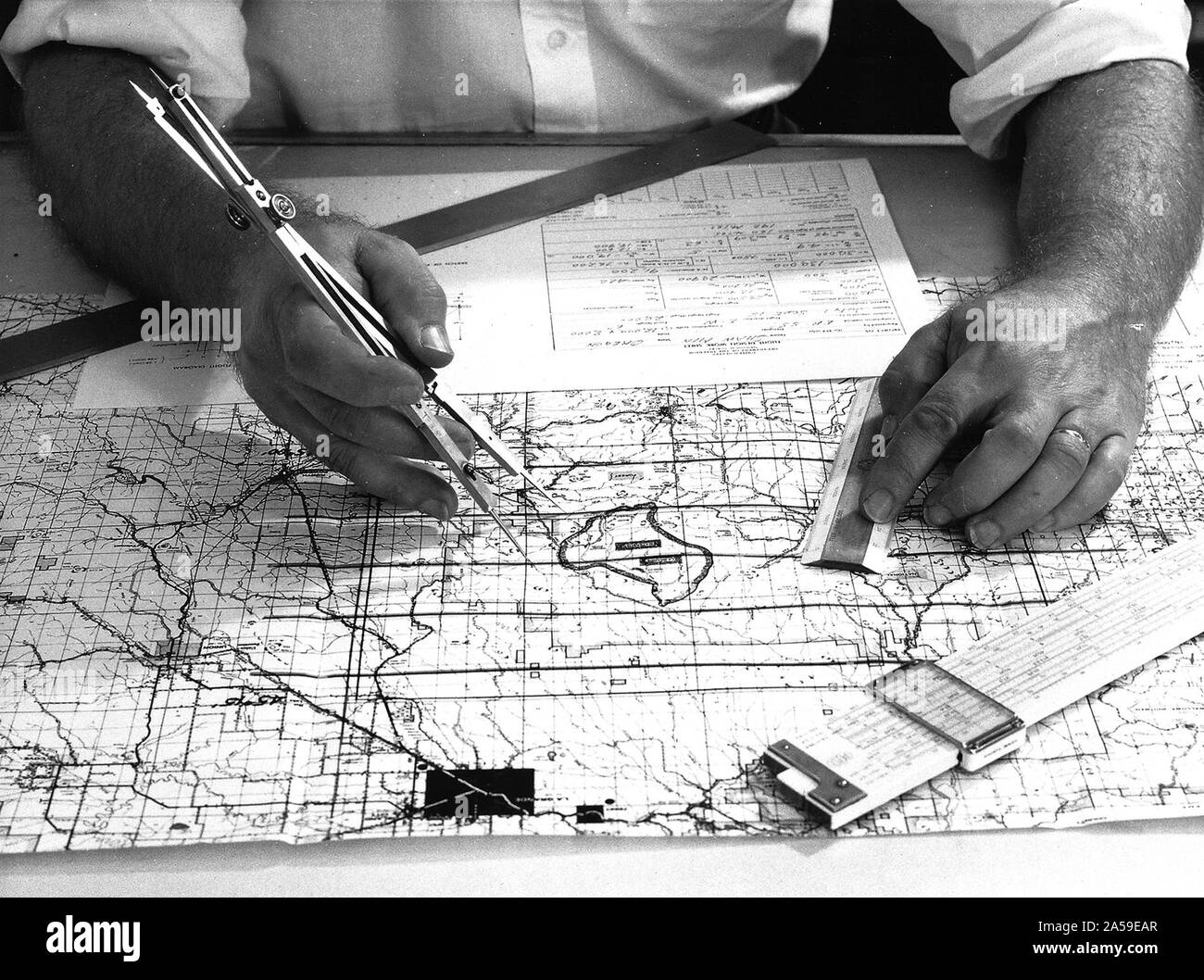 1957 - A USGS map editor plots General Land Office (GLO) data on a Shaw ...