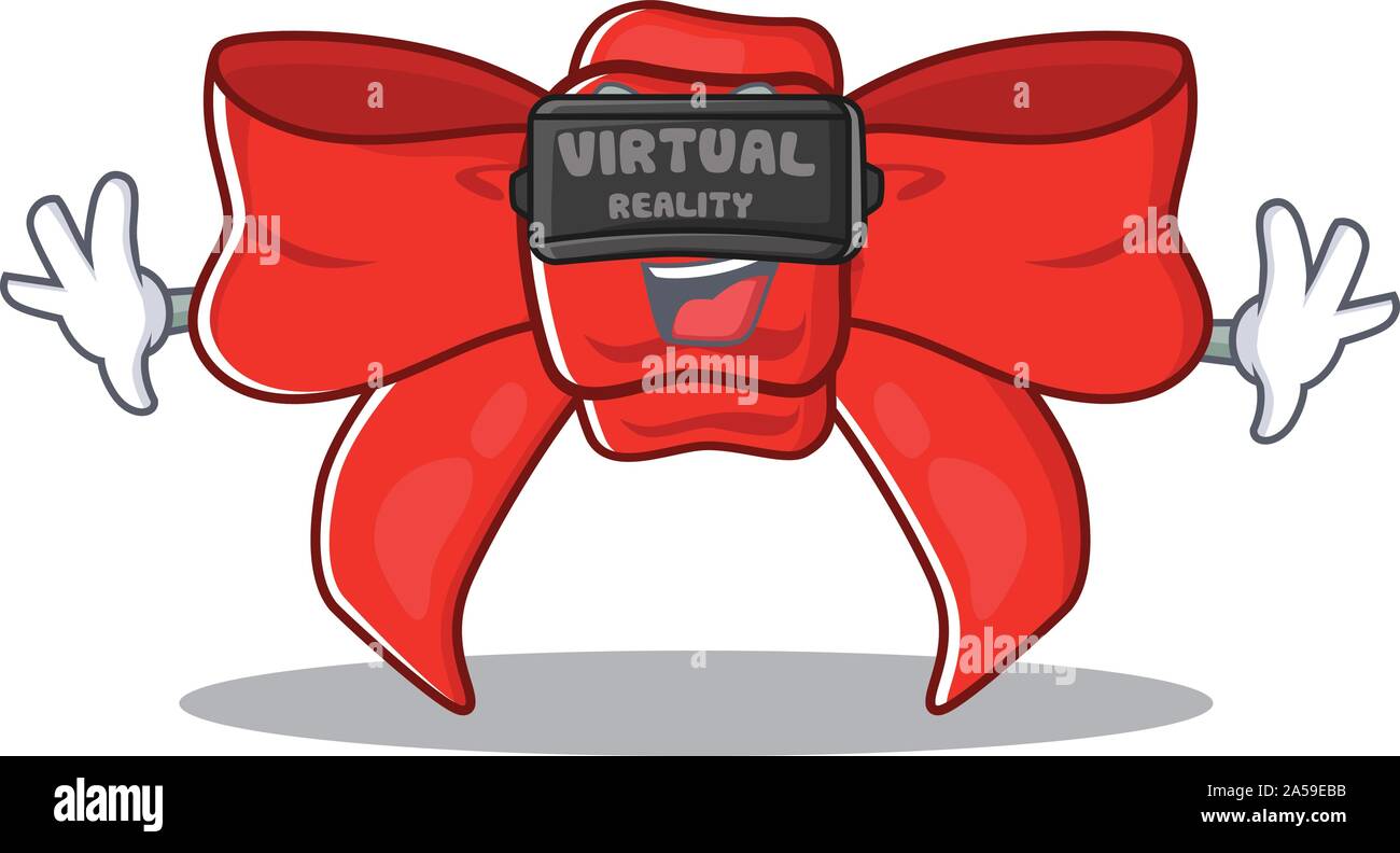 Virtual reality red ribbon bow the mascot shape Stock Vector Image ...